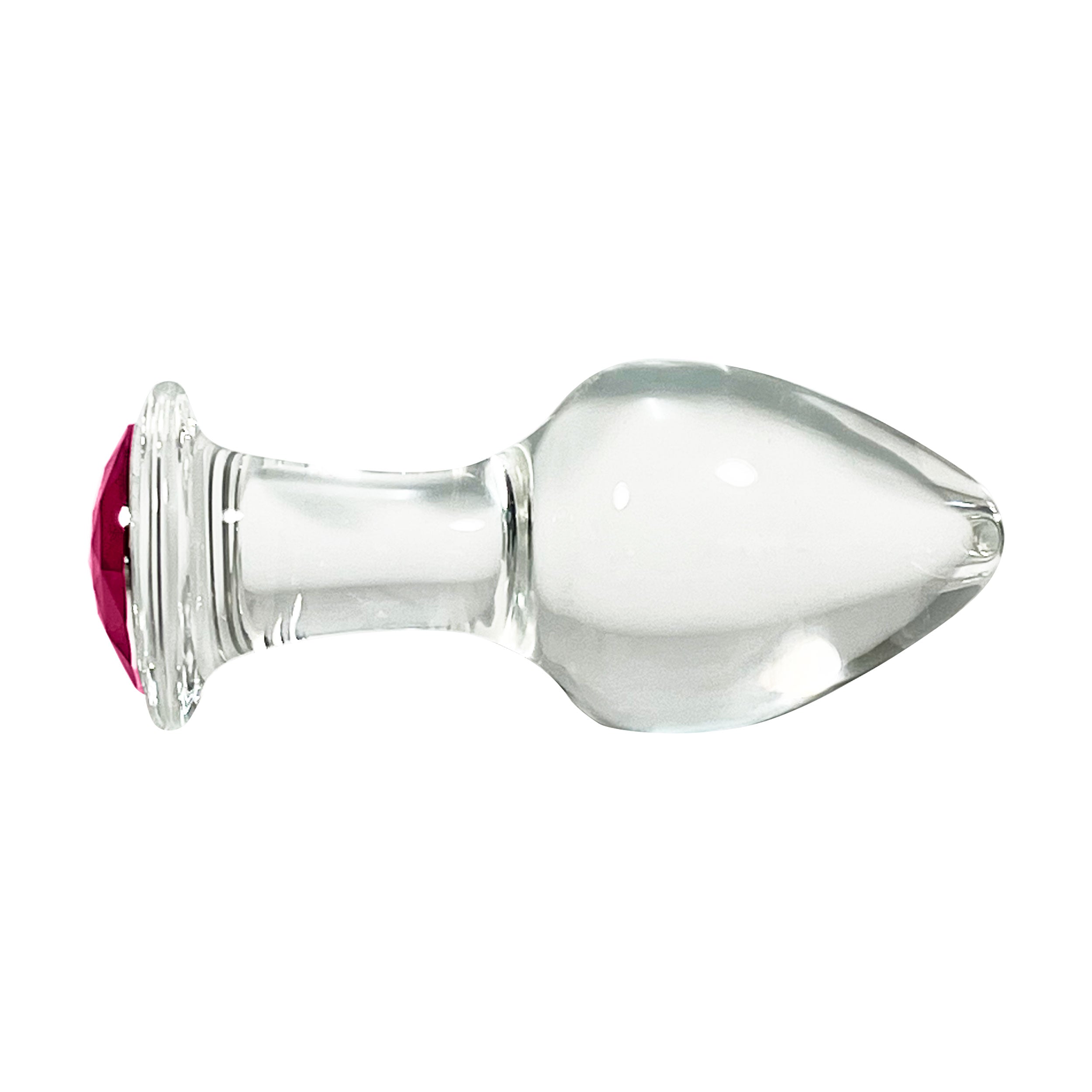 Fetish Pleasure Play Large Glass Pink Jeweled Butt Plug