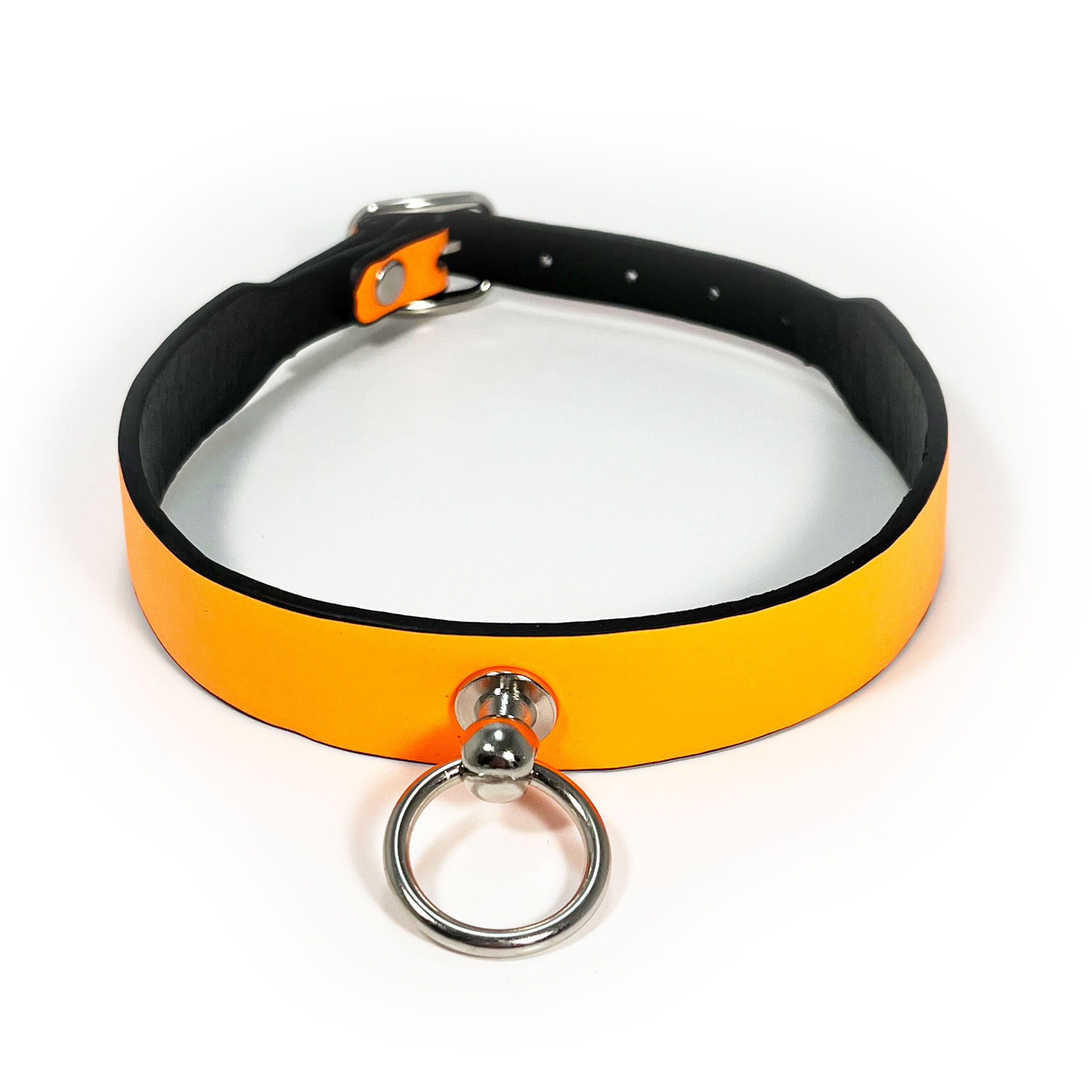 Glow in the Dark Collar with O-Ring by Fetish Pleasure Play in Orange